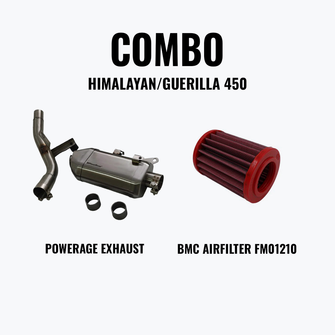 POWERAGE Exhaust Himalayan 450 Brushed Steel And BMC Air Filter Combo ...